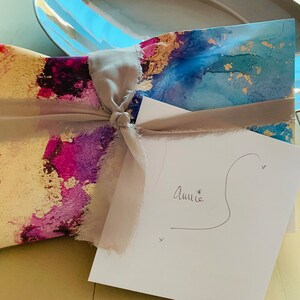 A2 Rainbow Stripe Wrapping Paper / Alcohol Ink Artwork / Stationery ...