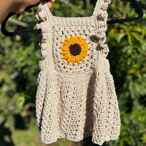 Daisy Sunflower Sundress Dress Flower Girl Crochet Pattern in Sizes ...