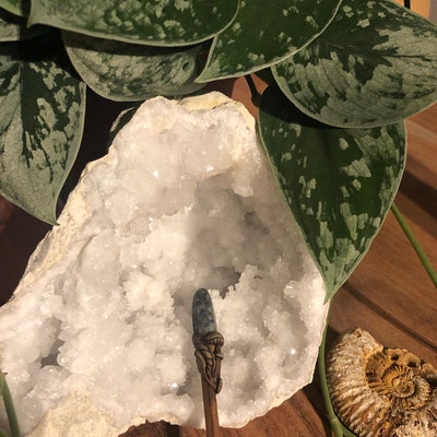 Optical Calcite Iceland Crystal Rough Crystal Sterling Steel Necklace ...