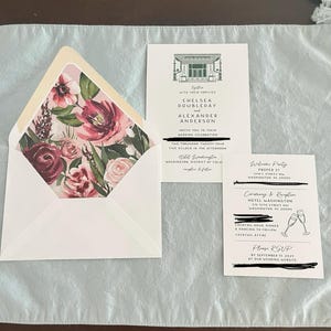 Light Blue Venue Sketch Invitation, Pastel Wedding Invitation With ...