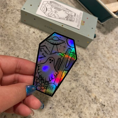 Holographic Sticker, Coffin Sticker, Ghost, Cactus, Flying Saucer, UFO ...