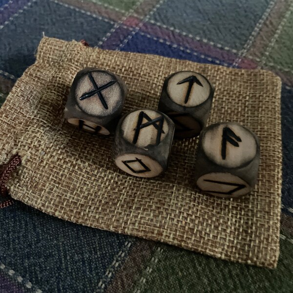 Elder Futhark Rune Dice, Norse Runes, Available With a Burlap Pouch or ...