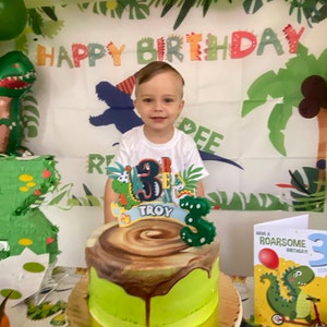 3 Rex Birthday Cake Topper in Isla - Etsy