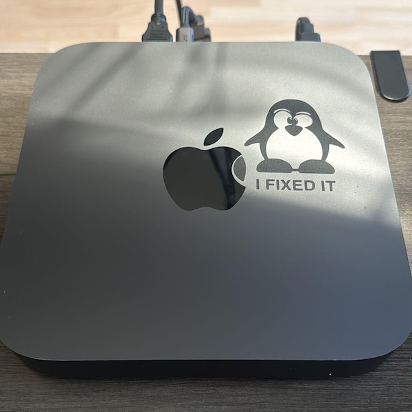 Penguin Bites the Apple MacBook Sticker Linux Tux Decal - Fits Both Old ...