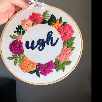 Digital Hand Embroidery Pattern Ugh Design Digital PDF Download ...