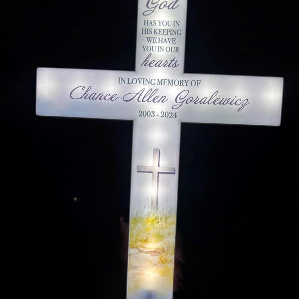 Religious Cross Garden Stake | Personalized Lighted Cross | God Has You ...