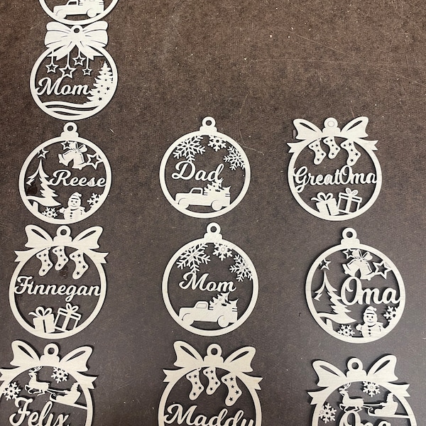 Christmas Ornaments SVG Bundle Custom Name Ornament SVG Laser Cut ...