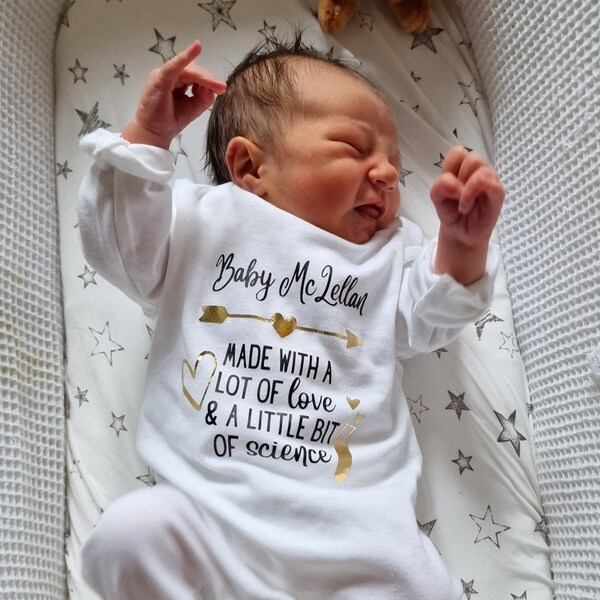 Personalised IVF Pregnancy Announcement Vest Birth Bodysuit Baby's ...