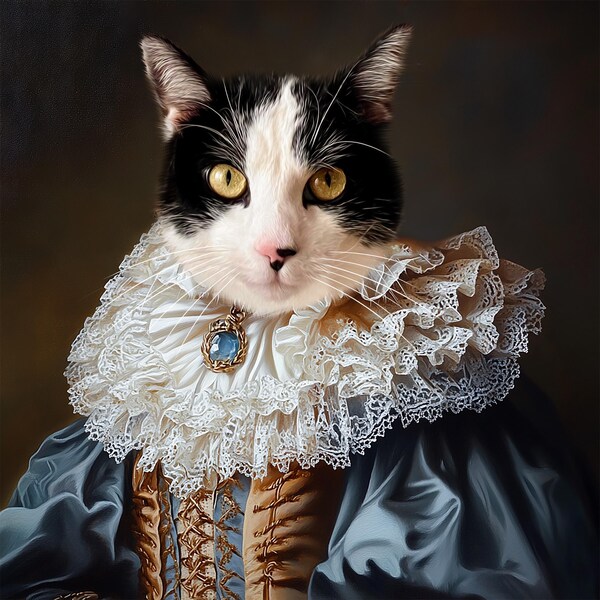 Custom Royal Pet Portrait Renaissance Cat Painting Regal Dog Portraits ...