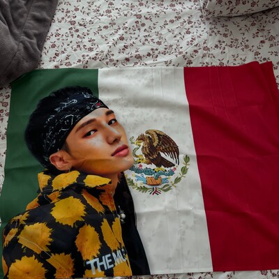 Ateez Mingi Pink Hair America Flag Banner, Ateez Mingi Kpop Flag ...