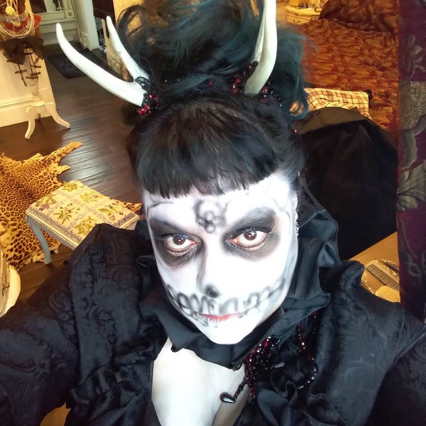 The Fool Hand Carved Leather Skull Mask With Vintage Brass Bells ...