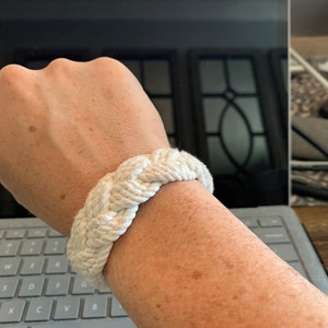 Rope Bracelet in Tan and White Cotton Sailor Weave | Etsy