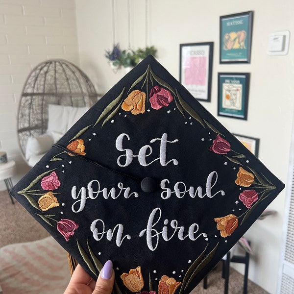 Embroidered Tulip Graduation Cap Topper | Graduation Cap Decoration ...