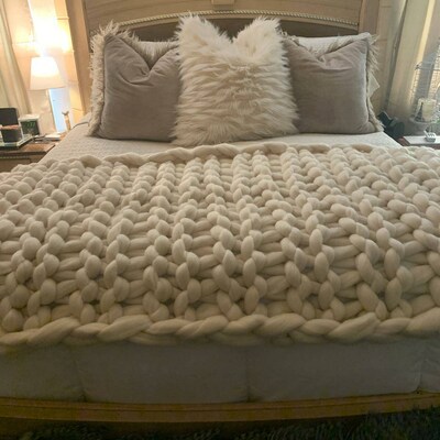 SALE TODAY ONLY Throw 50 X 40 Chunky Knit Blanket, Chunky Knit Merino ...
