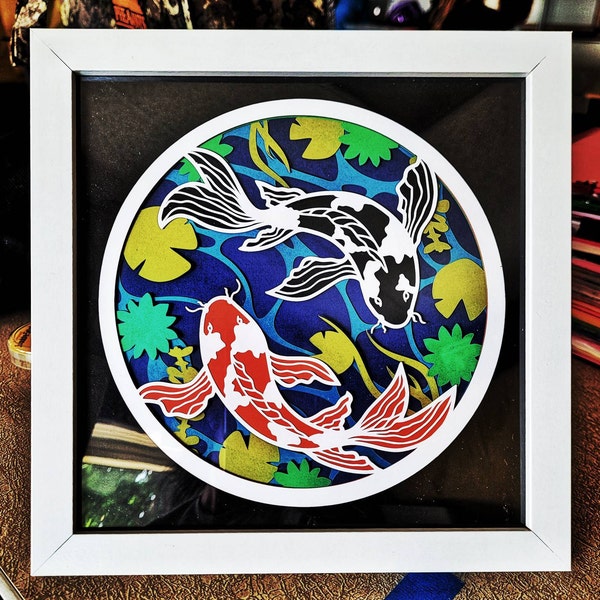 3D Japanese Koi Fish Layered Paper Cut, Koi Fish SVG, Fish Paper Cut ...