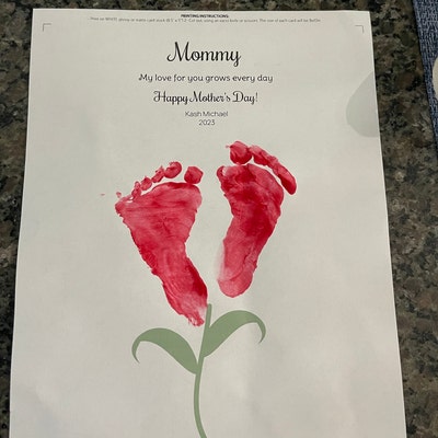 Printable Flower Footprint Keepsake Gift for Mommy Mother's Day Gift ...