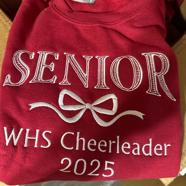 Embroidered Senior Sweatshirt, Coquette Bow, Senior Team Shirts ...