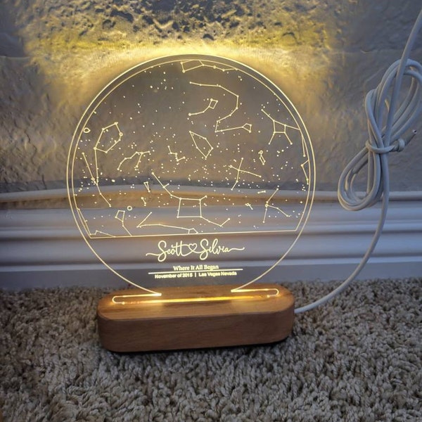 Custom Star Map Night Light, Personalized Constellation Chart Lamp ...