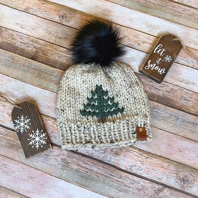 Handmade Knit Coffee Beanie in Cream and Orange Wool-blend - Etsy