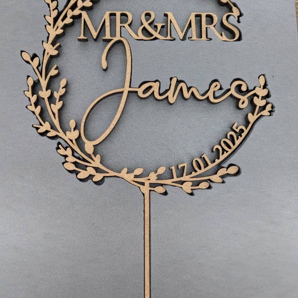 Gold Wedding Cake Topper, Mr Mrs Cake Topper,personalized Cake Topper ...