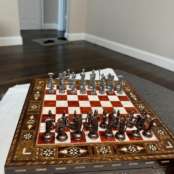 Luxury Greek Mythology Chess Set- 12" Handmade Mosaic Chess Board With ...