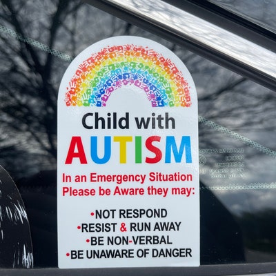 Child With Autism Sticker Door Wall Window Emergency 911 Safety Alert ...