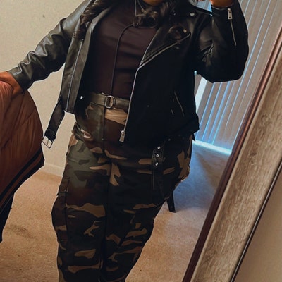 Womens Camo Shacket / Jacket W/sequin Lips - Etsy