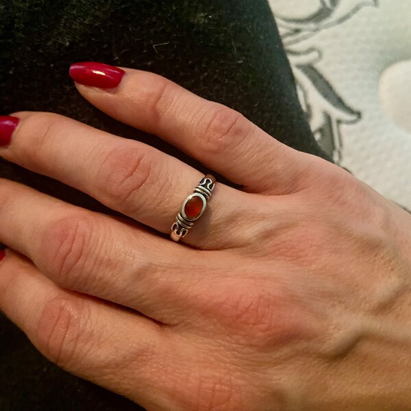 Small Traditional Style Bali Ring With Genuine Carnelian - Sizes 5 to ...