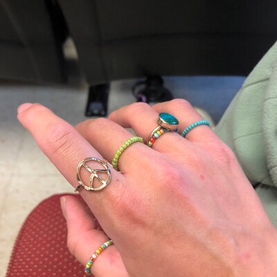Peace Sign Ring, Gold Peace Sign Ring, Hammered Sterling Silver Peace ...