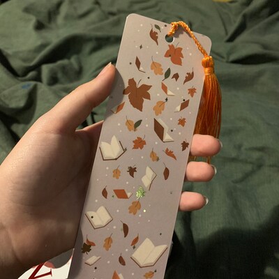 Autumn Leaves Bookmark Gold Foil Bookmark Autumn Page Marker Book Lover ...