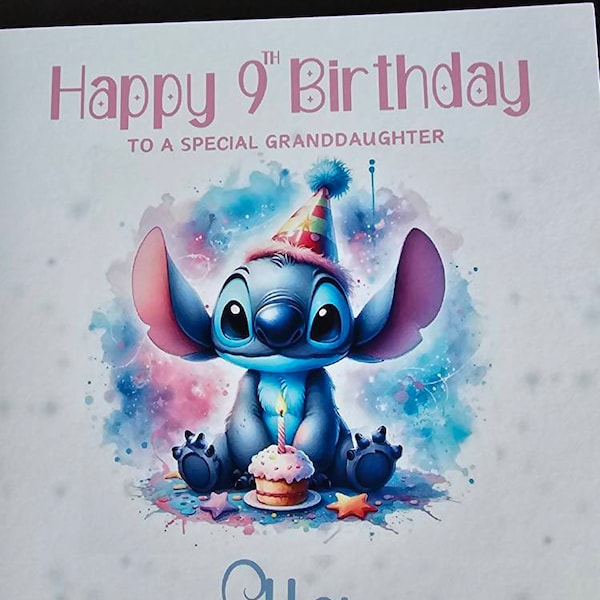 Stitch Birthday Card, Personalised Stitch, Happy Birthday Card Daughter ...
