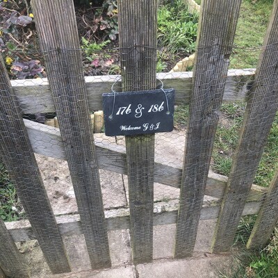 Rustic Slate House Gate Sign Plaque Door Number Personalised Name UV ...