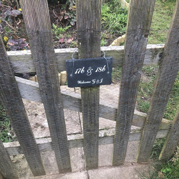 Rustic Slate House Gate Sign Plaque Door Number Personalised Name UV ...