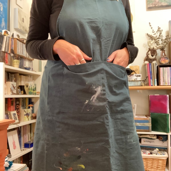 Cross Back Apron/cotton Apron/artists Apron/korean Style Apron/painters ...