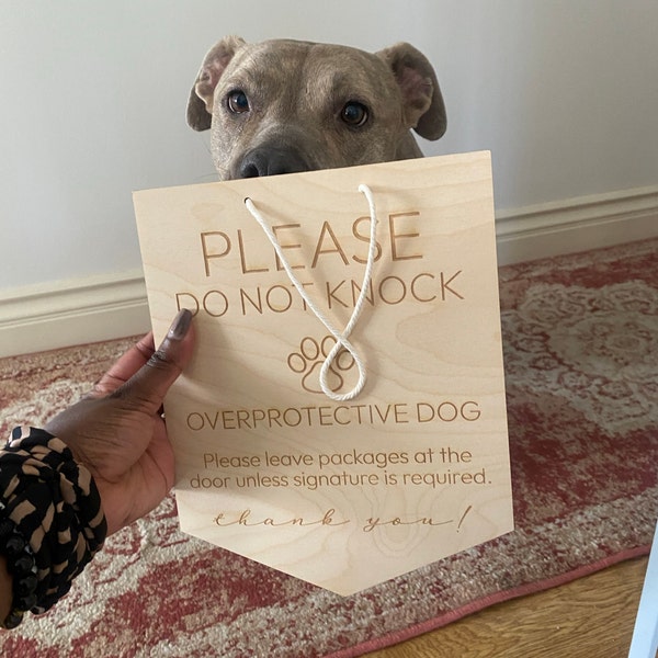 Front Door Dog Sign, Do Not Knock Dog Sign, Do Not Ring Doorbell Sign ...