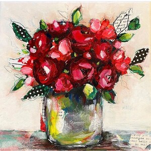Number 25, miley is an Original Acrylic Floral Painting on Paper. 5 In ...