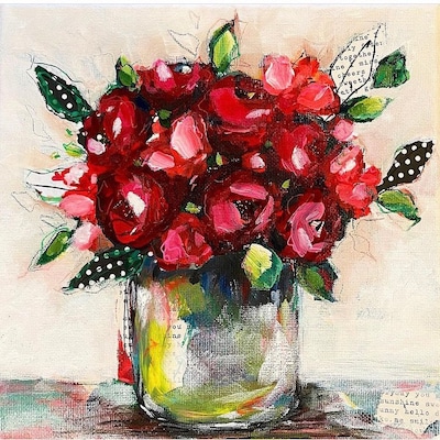 Number 25, miley is an Original Acrylic Floral Painting on Paper. 5 In ...