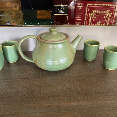 Ceramic Tea Set, Turquoise Teapot Set, TOW Mugs & Teapot, Tea Pitcher ...