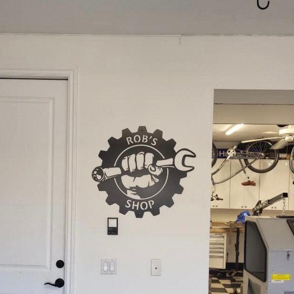 Personalized Man Cave Shop Sign | Custom Metal Shop Sign | Dad Gift ...