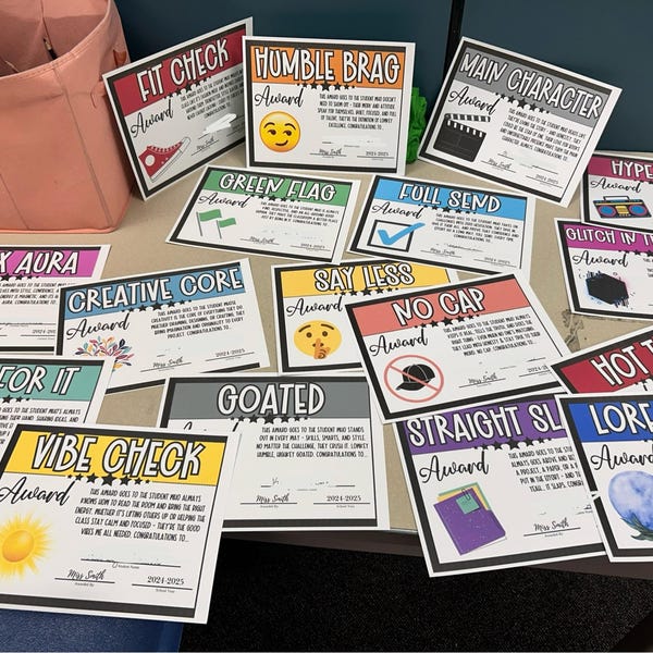 Funny Student Awards: Gen Z Slang Superlatives (printable & Editable ...