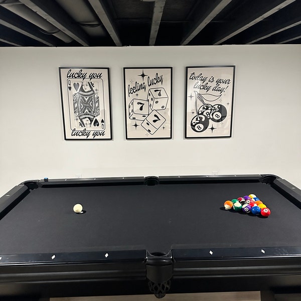 Casino Gallery Wall Set of 3 Piece Wall Art, Lucky You Queen Hearts Bar ...