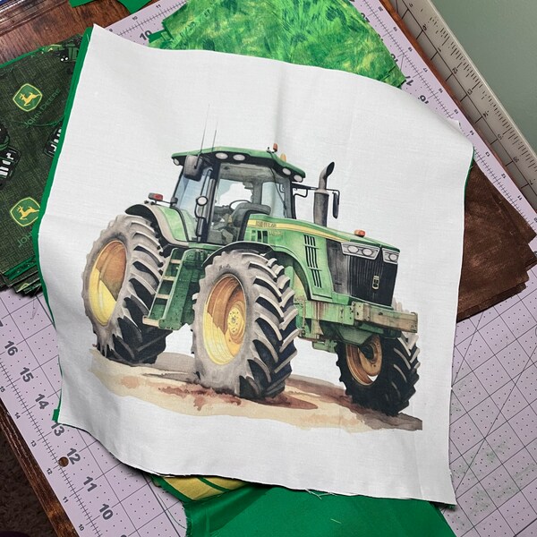 John Deere Tractor -fabric Panel Square~4"x4",5x5, 6x6, 8x8, 10x10 ...