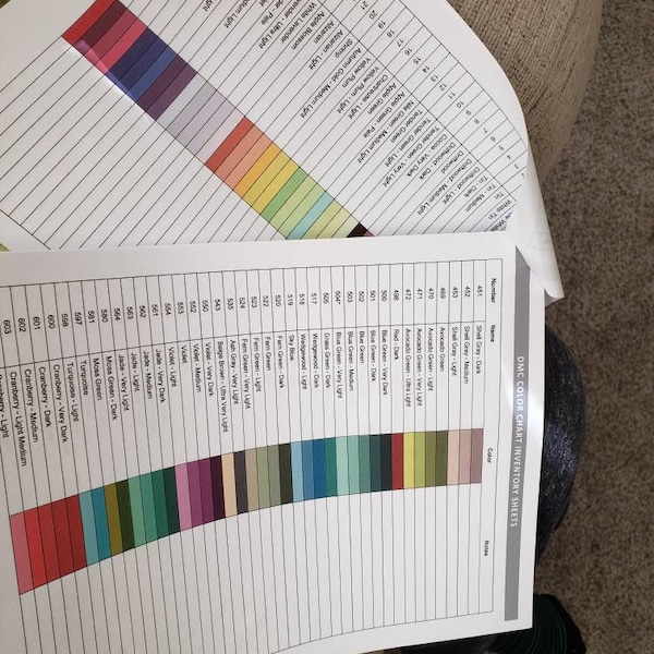 Printable DMC Thread Color Chart Tracker Inventory Sheet - Etsy