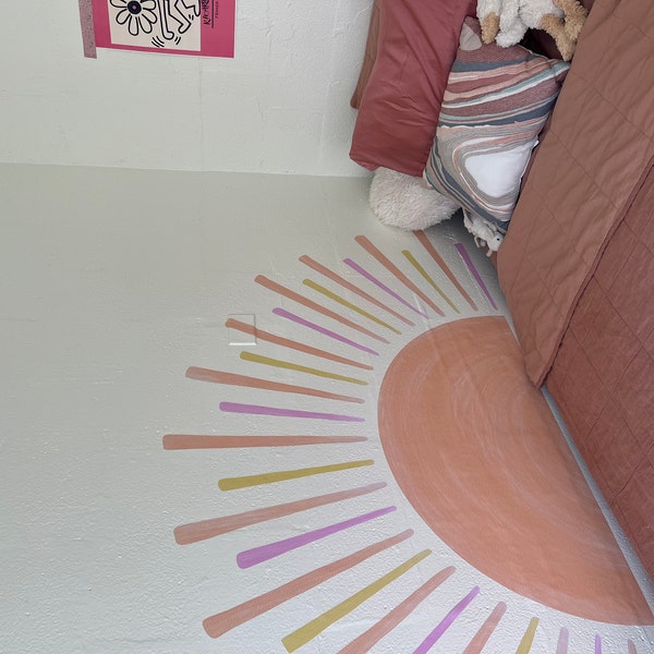Large Boho Half Sun Watercolor Wall Decal - Nursery Decor, Kids Room ...