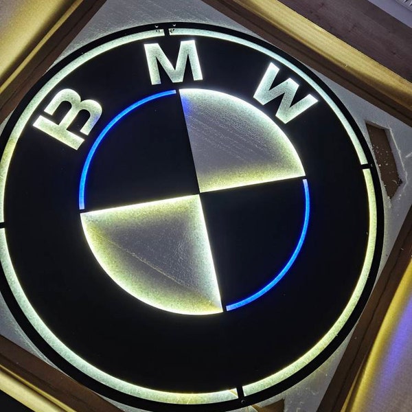 Metal LED Lighted Car Logo, Car Led Sign, Garage Accessories, Wall ...