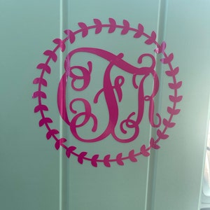 Monogram Vinyl Decal, Monogram Sticker Personalized Monogram, Circle or ...