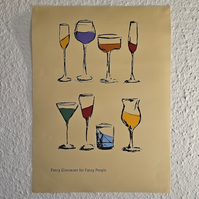 Fancy Glassware Illustration Poster, Bright Wall Art - Etsy