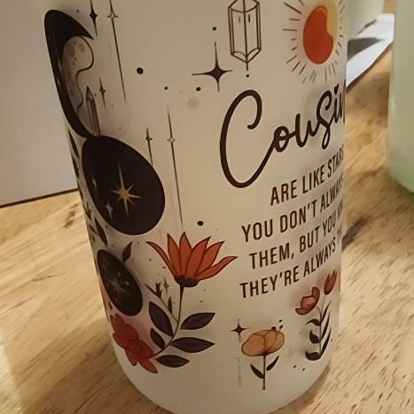 Cousin Glass Tumbler, Cousin Gifts, Cousin Iced Coffee Cup With Lid and ...