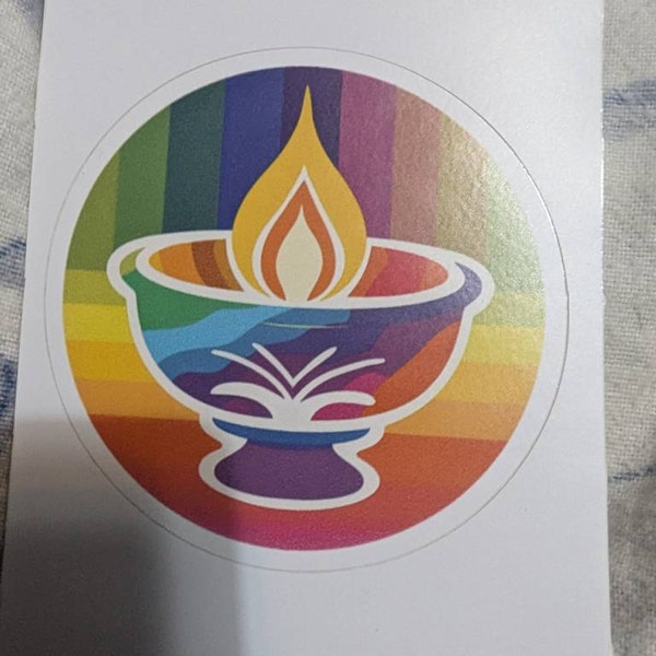 Rainbow Unitarian Universalist Flaming Chalice Sticker, Waterproof UU ...