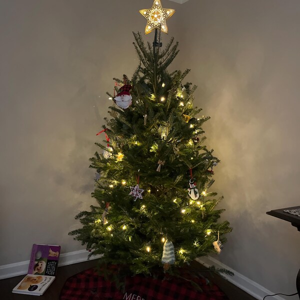 13.5" Plug-in Lighted Glitter Star Tree Topper Christmas Holiday Tree ...